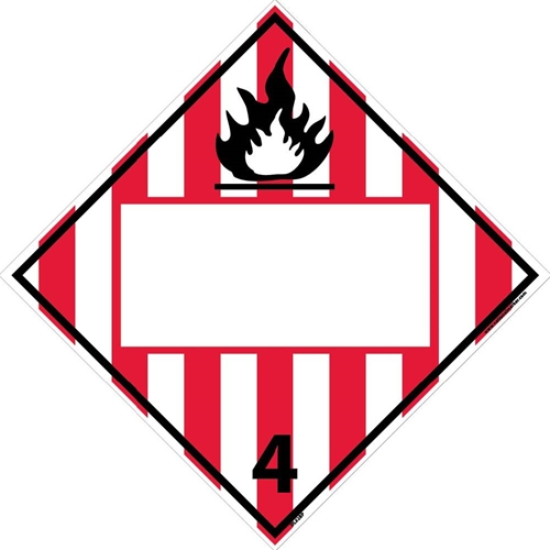 4 Flammable Solids Blank Dot Placard Sign (DL62BP)