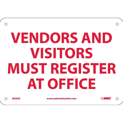Vendors And Visitors Must Register At Main Office Sign (M365R)