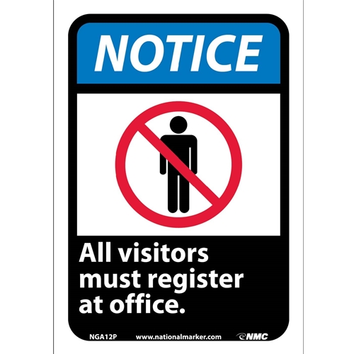 Notice All Visitors Must Register At Office Sign (NGA12P)